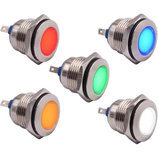 16Mm Métal Voyant Led Chrome Panneau Monté Indicateur Voyant Lampe ...