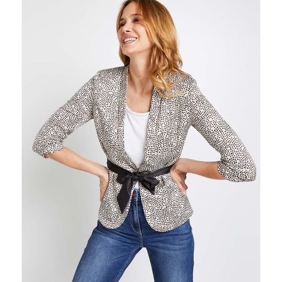 GRAIN DE MALICE - Veste fluide imprimée femme Ecru - Cdiscount Prêt-à-Porter