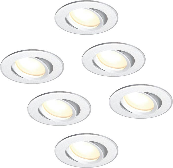Lot De 6 Spot Led Encastrable Complet Orientable Alu Brosse Avec