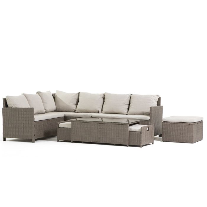 Salon de jardin - LATINA - Canapé d'angle - Table basse 100x53,5 cm - 2 ...