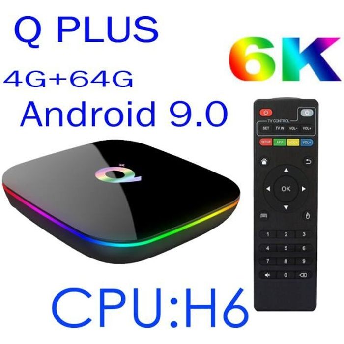 Android 9.0 Smart TV Box, H6 6K Q Plus 4GB RAM 64GB ROM Quad-Core Playstore Youtube Wifi Set Top ...