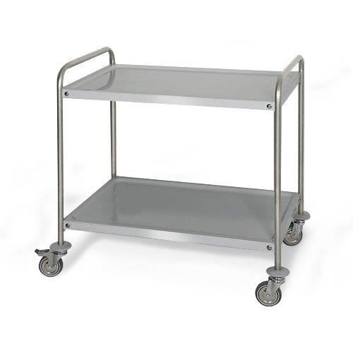 CHARIOT DE SERVICE PROFESSIONNEL - 100% ACIER INOX - 2 NIVEAUX - 1000 X ...