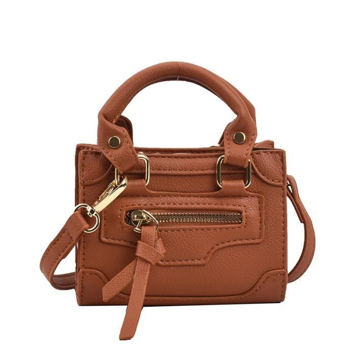 Brun - Mini sacs à main motif litchi pour femmes, sacs à main de ...