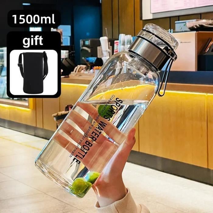 1PC - 1500 ml - Bouteille d'Eau en Verre avec Sangle de 2000ml, Gourde de dehors, de Voyage en ...