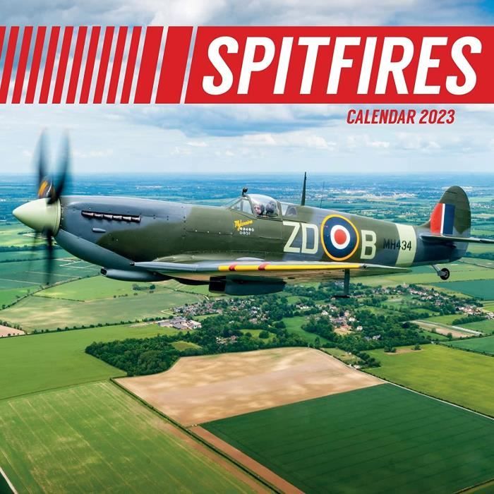 Calendrier Mural 2023 - Calendrier Des Spitfires, 30 x 30 CM En Anglais, 16 Mois, Jets Et Thème ...