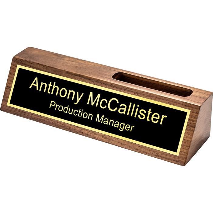 Plaque de nom personnalisée pour bureau avec porte-cartes, porte-nom de ...