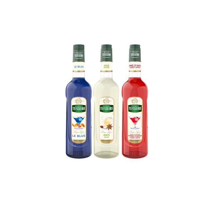 Lot de 3 sirops Mathieu Teisseire : sirop le blue façon curacao , d ...