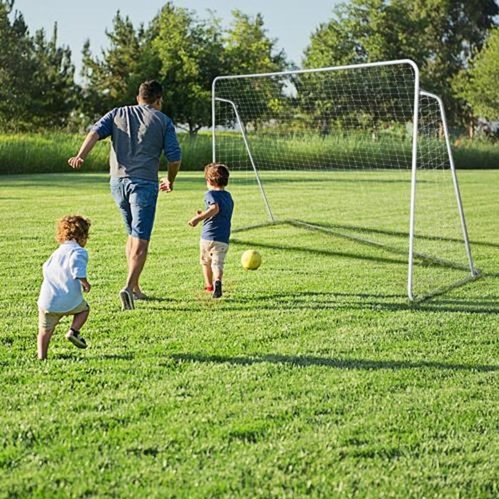 But de football - Métal Blanc - 240x150x90cm - Tube en acier galvanisé ...