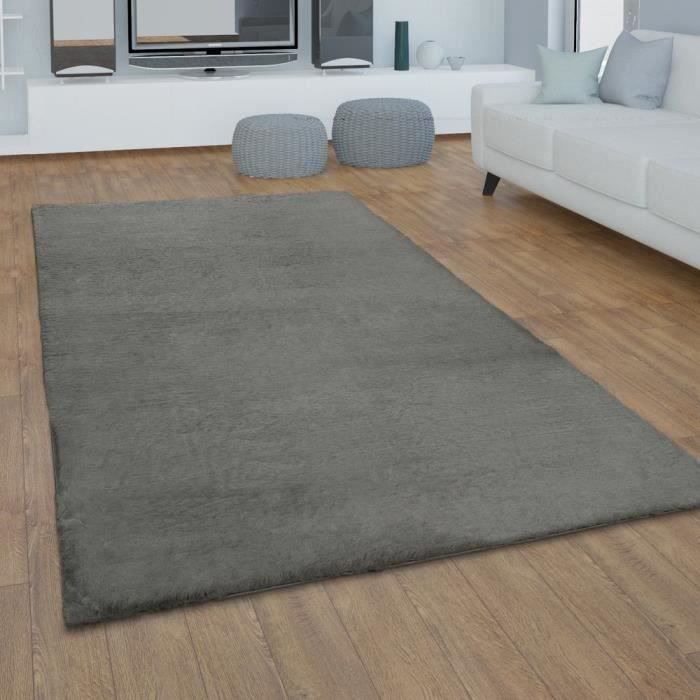 Tapis Poils Longs Shaggy Pour Salon Moelleux Doux Lavable Gris Anthracite 80x150 GRIS ANTHRACITE ...