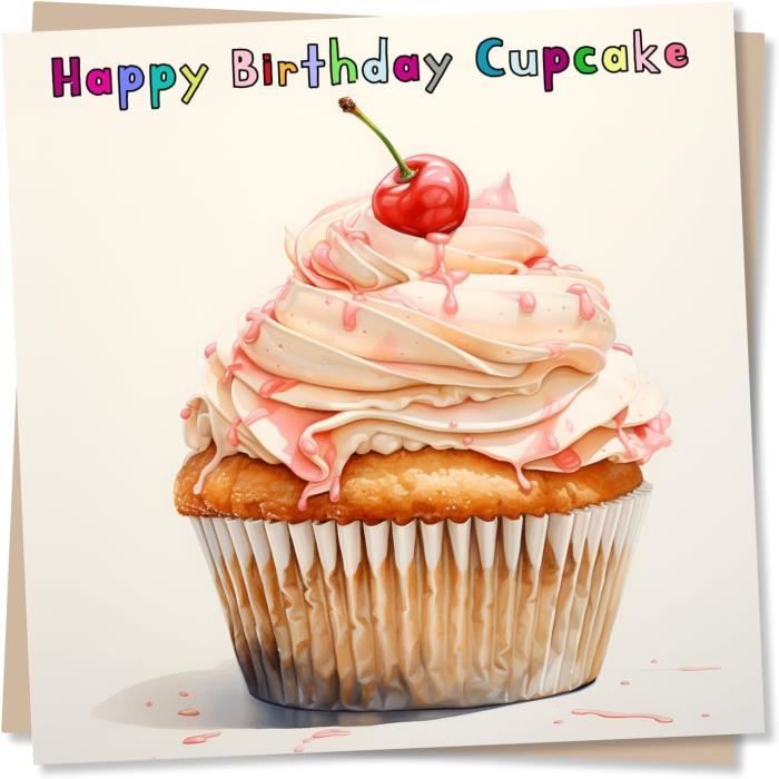 Carte D'Anniversaire « Happy Birthday Cupcake » - Cerise Sur Gâteau ...