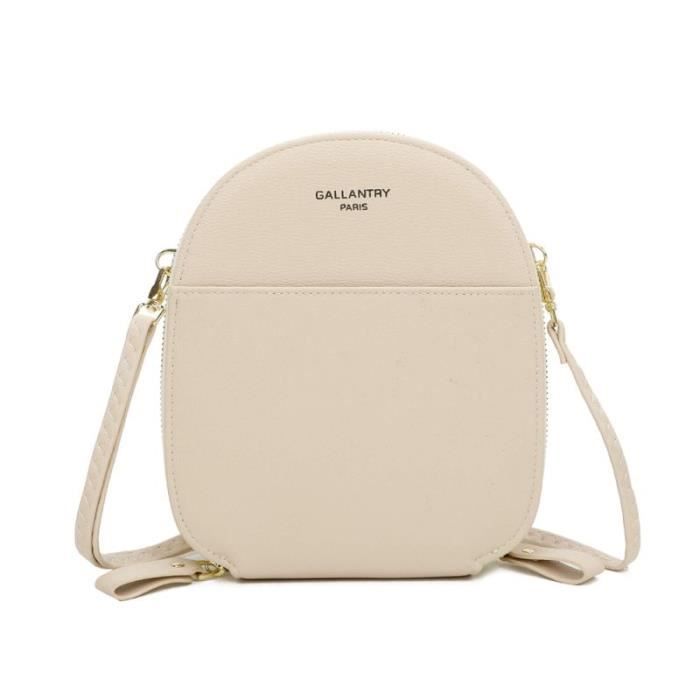 Gallantry - Sac Bandoulière Femme Arrondi Plat Similicuir Zippé - Beige ...