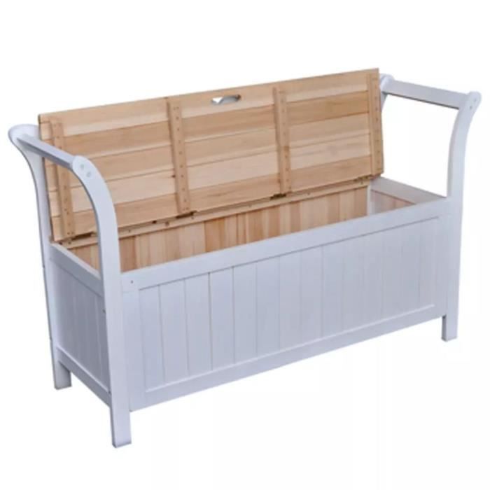 Banc de rangement 126x42x75 cm Bois Blanc HILILAND --LIS POIS: 14.4 ...