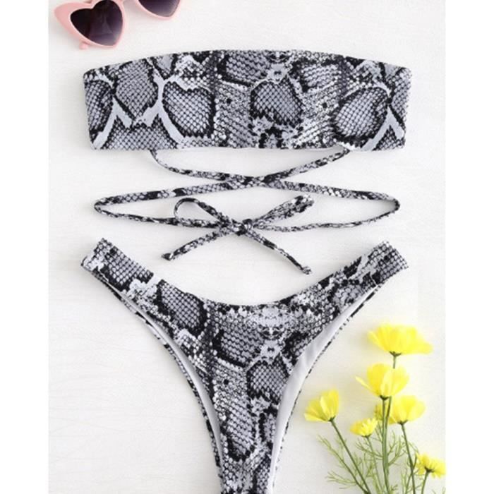MAILLOT DE BAIN,Femme Maillot de Bain Bikini 2021 Peau de serpent Motif ...