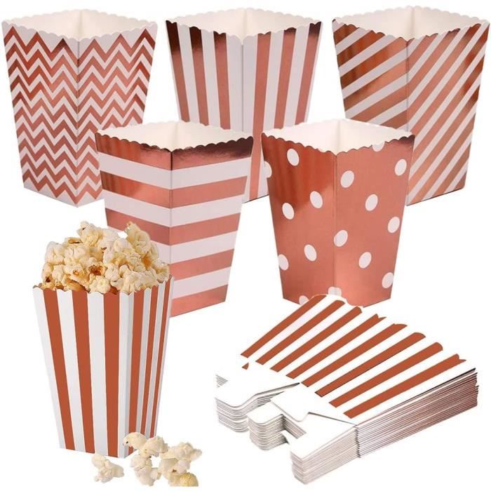 30 Pcs Popcorn Sac Popcorn Boîte Popcorn Bonbons Pot Rose Or Vertical ...