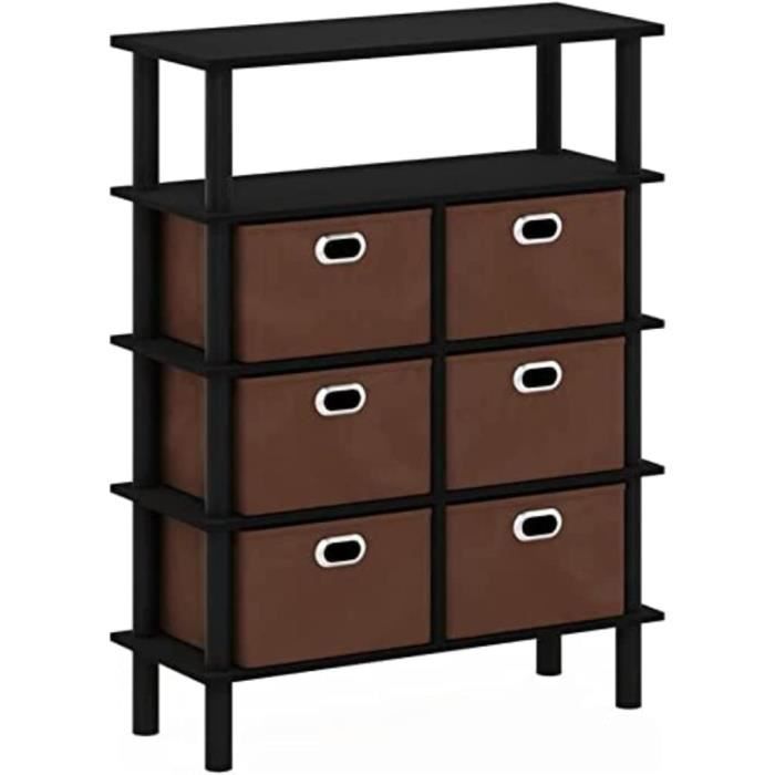 Frans Turn-N-Tube Console Table With Bin Drawers, Oak-Black-Brown, Bois ...