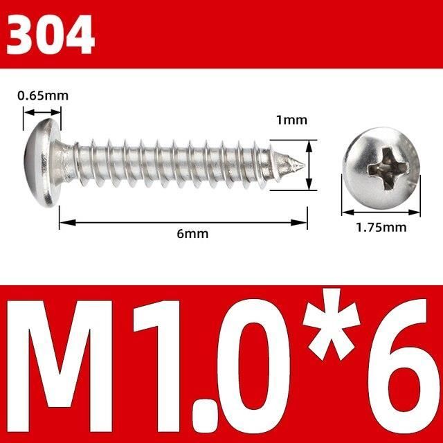 VIS,Rouge-500 Pcs--Vis autotaraudeuse M1.0 à tête ronde en acier inoxydable 304, vis à bois ...