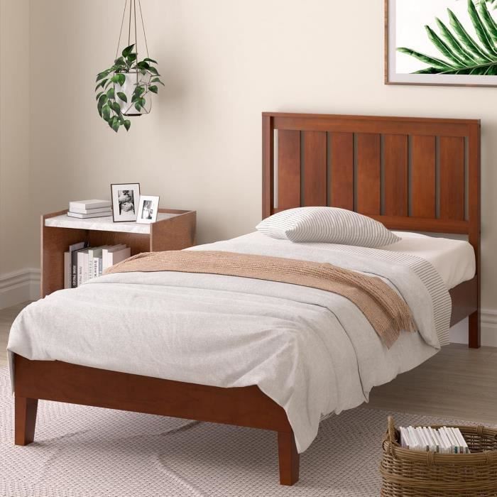 Zinus Lit plateforme Vivek Deluxe en Bois de 30 cm avec tête de lit,100 ...