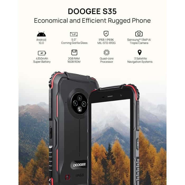 Telephone Portable Incassable, DOOGEE S35 Smartphone Incassable ...