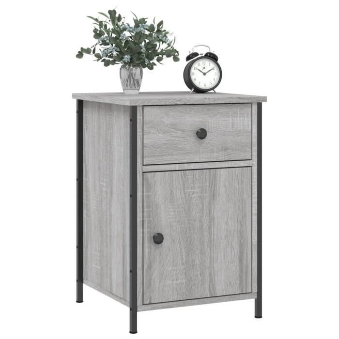 ETO- Tables de chevet 2 pcs sonoma gris 40x42x60cm bois d'ingénierie ...