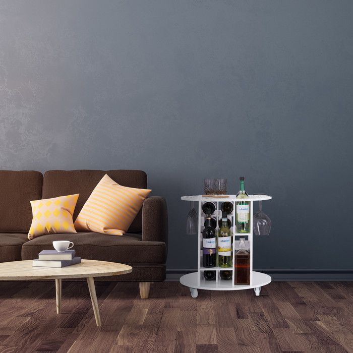 Relaxdays Etagère bouteilles de vin, design, à roulettes, 17 bouteilles ...