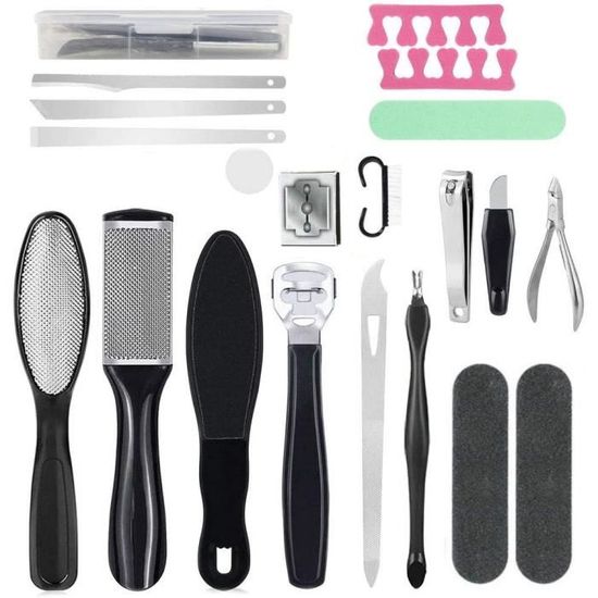 Kit de pédicure professionnel 20 en 1 - 123 - Enlever callosités, râpe ...