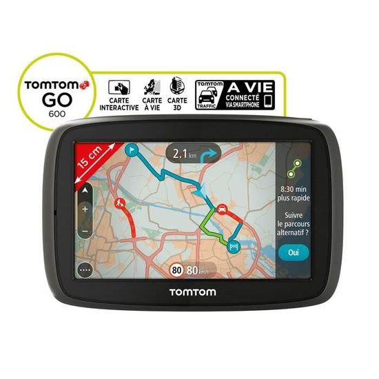 TOMTOM GO 600, GPS 6", 45 pays - Cartes & Trafic gratuits à vie ...