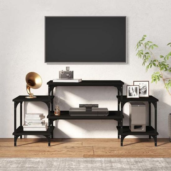 Meuble TV - Banc TV - Table TV - noir 117x35x52 cm - bois d'ingénierie ...