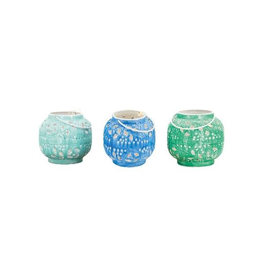 Photophore coloré en métal patiné Lot de 3 - Cdiscount Maison