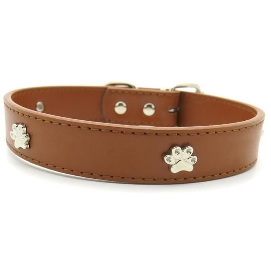 Collier chien rivet cloute Cuir Marron Pour 49 Cm - Achat / Vente ...