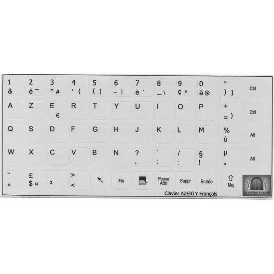 Sticker autocollant AZERTY clavier Français / Notebook PC Fond Gris ...