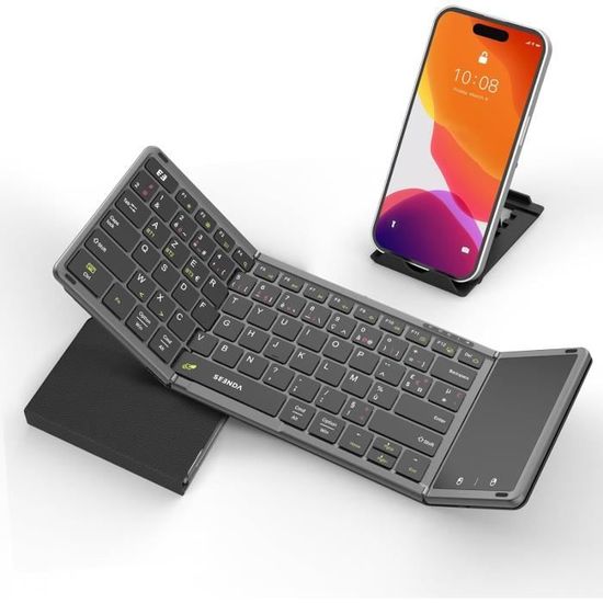 Clavier Bluetooth Pliable - Azerty Mini Portable Clavier Sans Fil Avec ...
