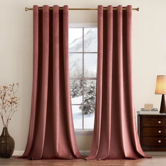 Rideau Velours Vieux Rose Lot De 2, Super Doux Semi-Occultant Rideaux À ...
