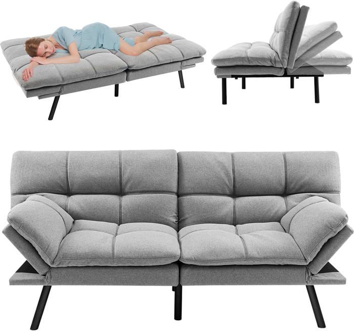 RELAX4LIFE Canapé-lit 5 en 1 Convertible | Mousse à Mémoire | Dossier ...