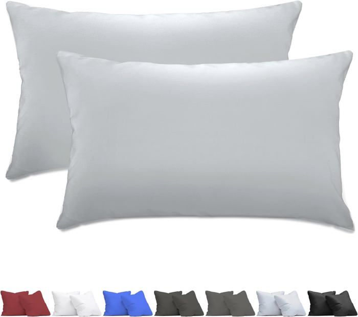 Taie d'oreiller 40x60 (Lot de 2), Housse Coussin Gris Clair, Oreiller en Jersey 100% Polyester ...