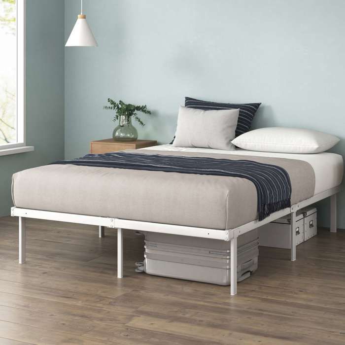 Lit 2 personnes - Zinus Noah - Lit 140x190 cm - Cadre de lit en métal ...