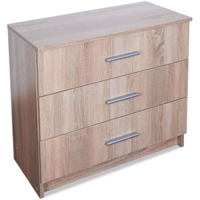 Commode Table de Chevet Armoire de Rangement avec 3 Tiroirs Chambre à ...