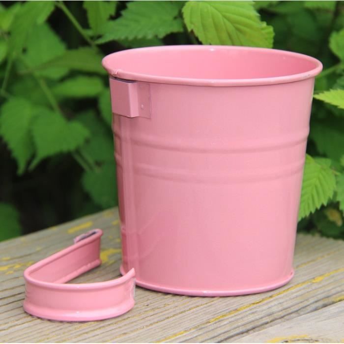 Ensemble de 2 pots de fleurs en fer suspendus colorés pour balcon ou ...