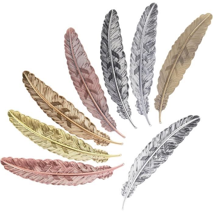 8 Pcs Marque-Page En Métal Plume, Vintage Marque-Page De Couleur Différente Signet Métalliques ...
