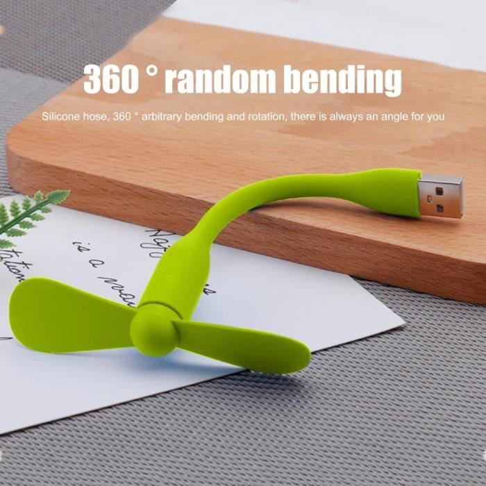 Mini ventilateur USB - Vert - Flexible et pliable - Compatible ...