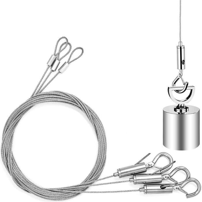 3 Pièces 2m Acier Inoxydable Câble, Kit De Fil De Suspension Pour Rail ...