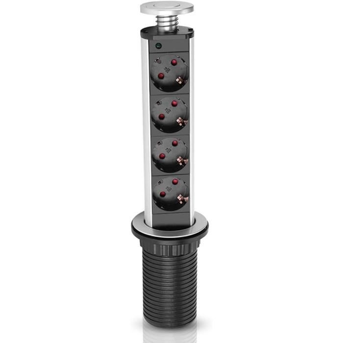 Multiprise Rétractable Avec 4 Prises Usb - En Aluminium - Avec ...