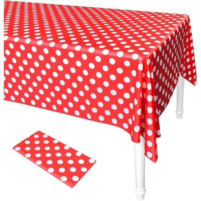 Nappe Rouge À Pois Couverture De Table En Plastique 137Cmx274Cm Nappe ...