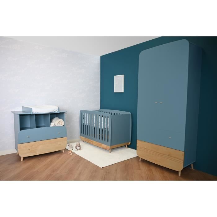 Ens. lit bébé 70 x 140 Kit évolutif, commode 2 tiroirs 3, niches et 1 ...