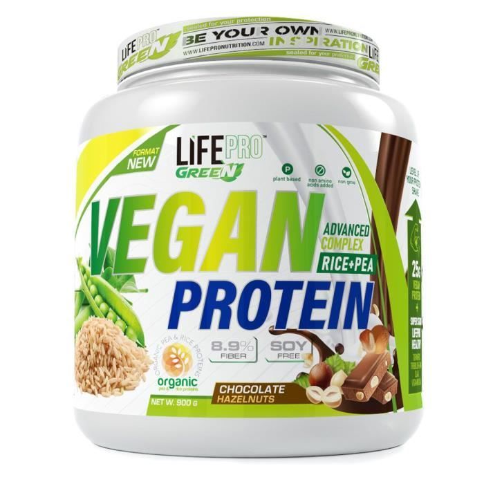 LIFE PRO VEGAN PROTEIN 900G ORGANIC PROTEIN-CHOCOLATE HAZELNUT ...
