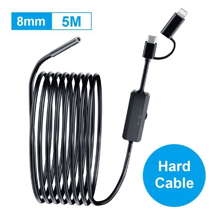 Endoscope 8mm-Câble Dur-Imagerie haute résolution-Prise 2 en 1-8 lampes ...