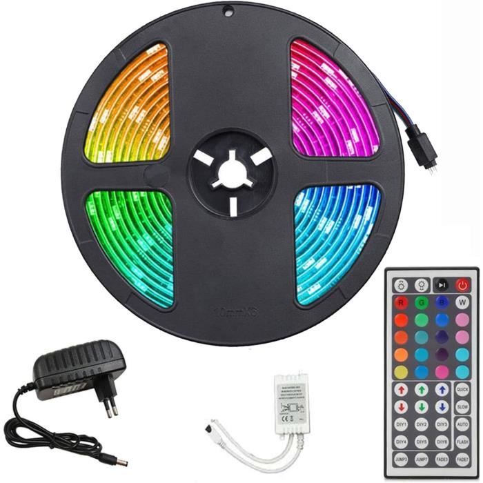 5M Ruban De Rgb Led, 5050 Smd 300 Led, Kit Complet Avec Télécommande 44 Boutons Et Alimentation ...