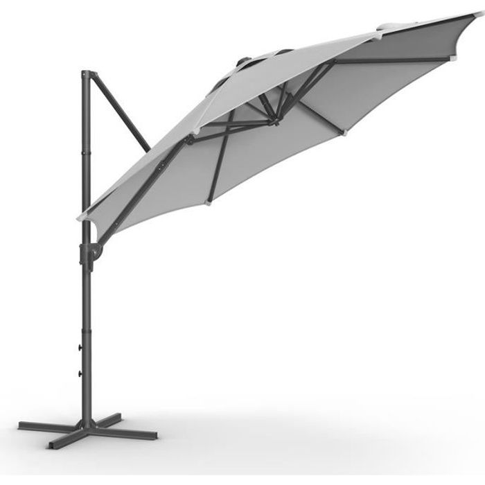 Parasol de Jardin 300 cm, UPF 50+, Pivotant à 360°, Inclinaison Fluide ...