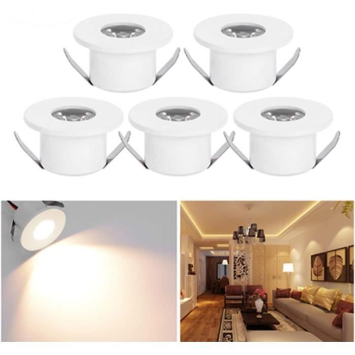 Qyhome Lot De 5 Mini Spots Led Encastrables 1 W Blanc Chaud Led Cob ...
