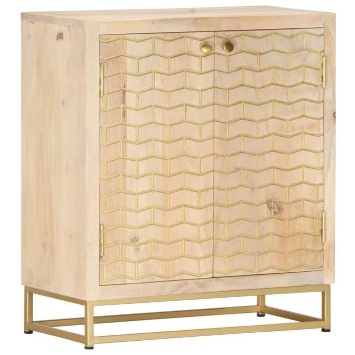 YIN Buffet Doré 60 x 30 x 70 cm Bois de manguier massif - Cdiscount Maison