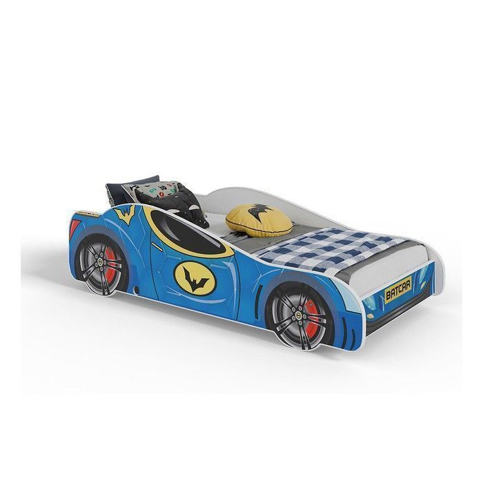 Lit enfant auto pour un garçon "Batcar" 160x80 cm avec sommier ...